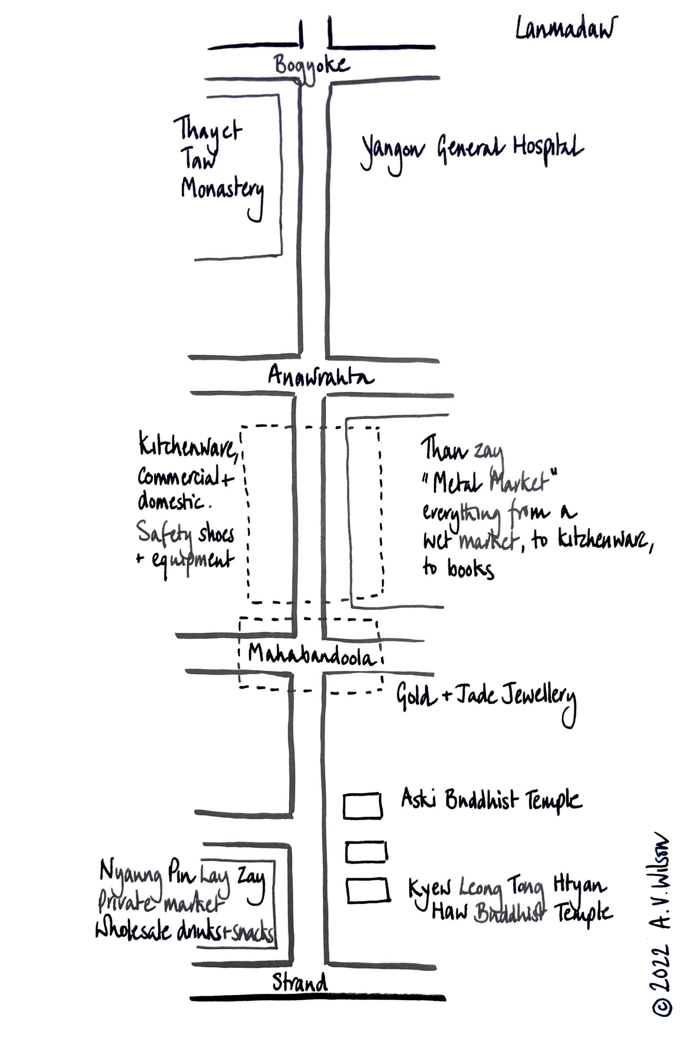 Lanmadaw Road – Yangon street map